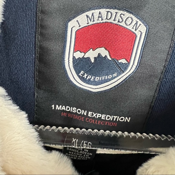 1 Madison | Jackets & Coats | Madison Expedition Fleece Hooded Zip Navy ...